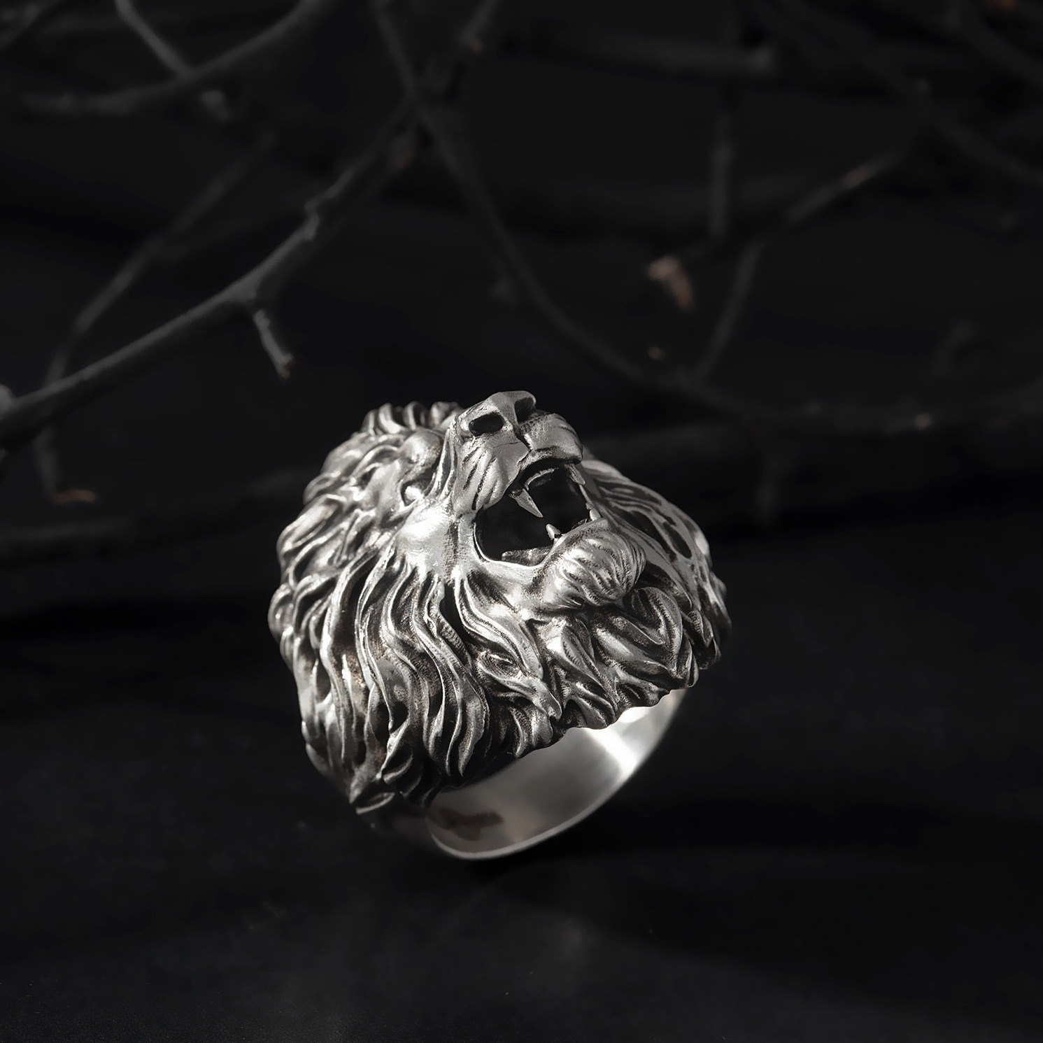 Silver Lion Rings African Wild Lion Ring Statement Rings for - Etsy