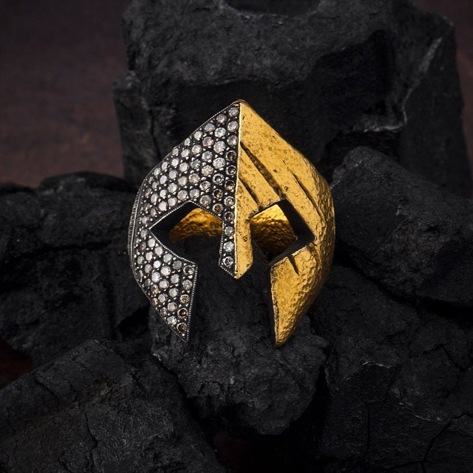 24K Solid Gold Spartan Ring Hand Made Unique Ring Greek - Etsy