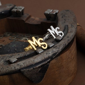 14K Gold Initial Cufflinks for Men, Silver Name Cufflink, Cufflinks for ...