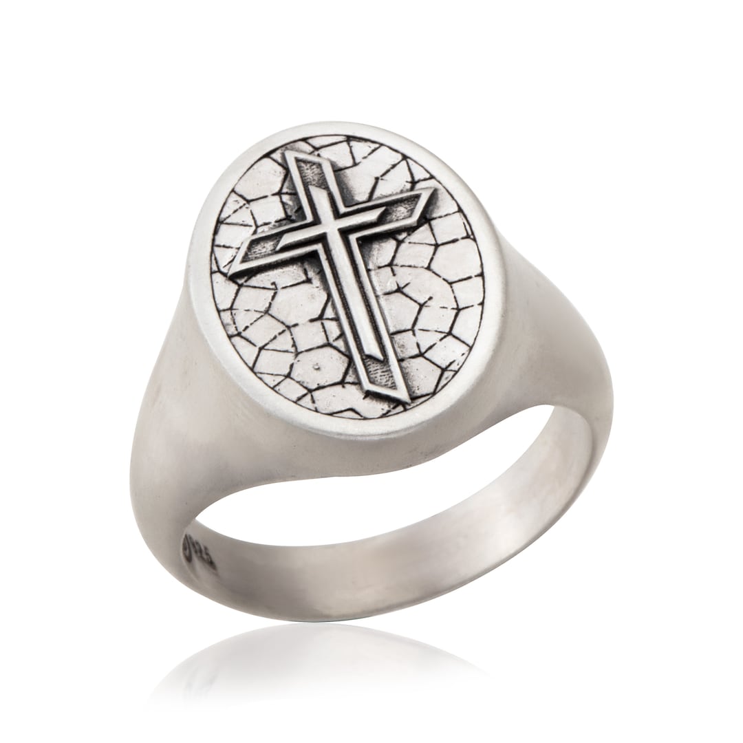 Sterling Silver Crucifix Statement Rings, Religious Man Jewelry, Modern ...