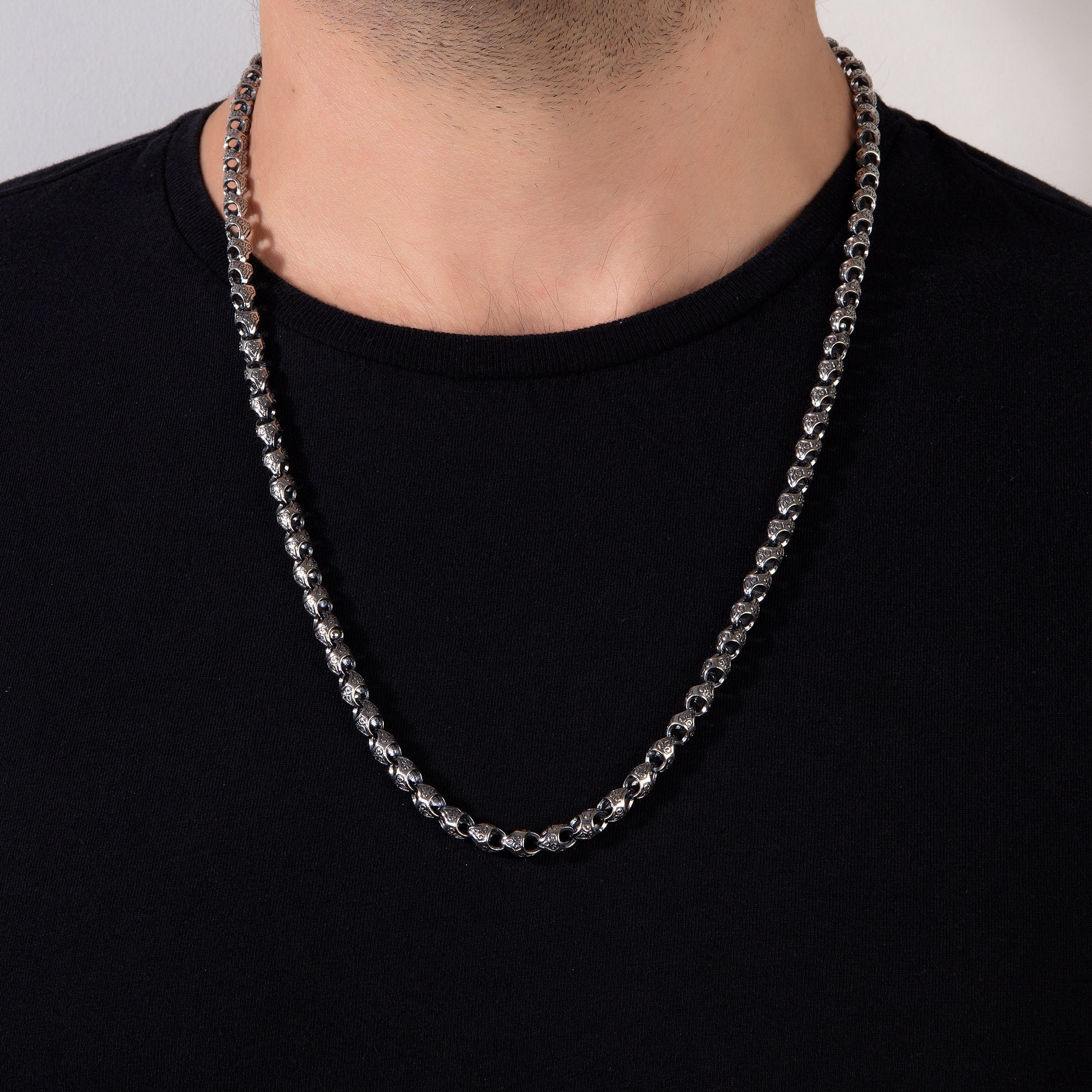 Byzantine Silver Chain Necklace Oxidized Sterling Silver - Etsy