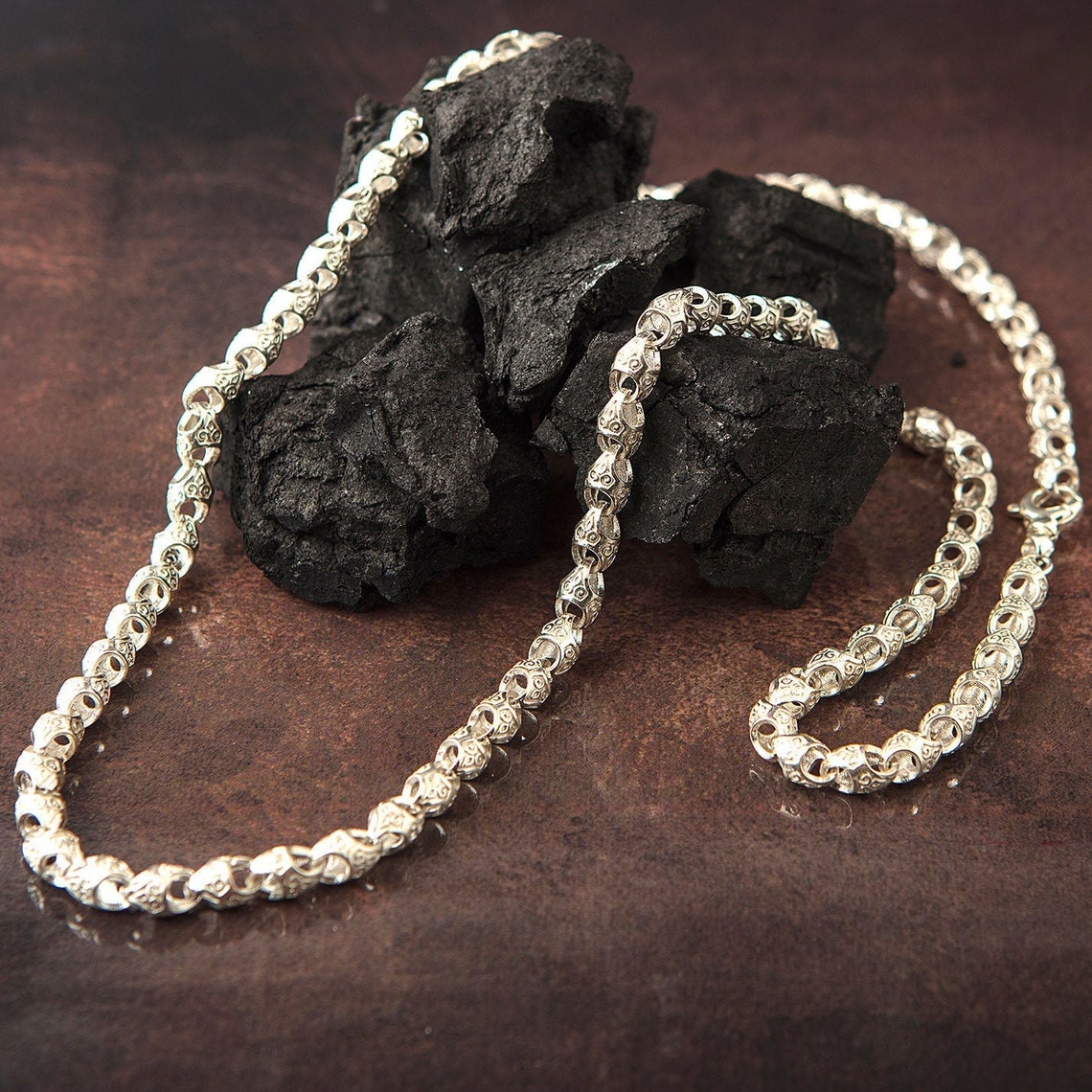 Man Chain Necklace, Bali Byzantine Silver Chain, Gift for Dads, 925 ...