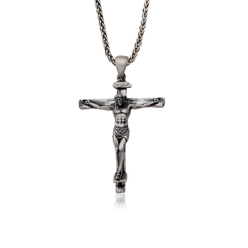 Papal Crucifix Cross Necklace for Men Sterling Silver Jesus - Etsy