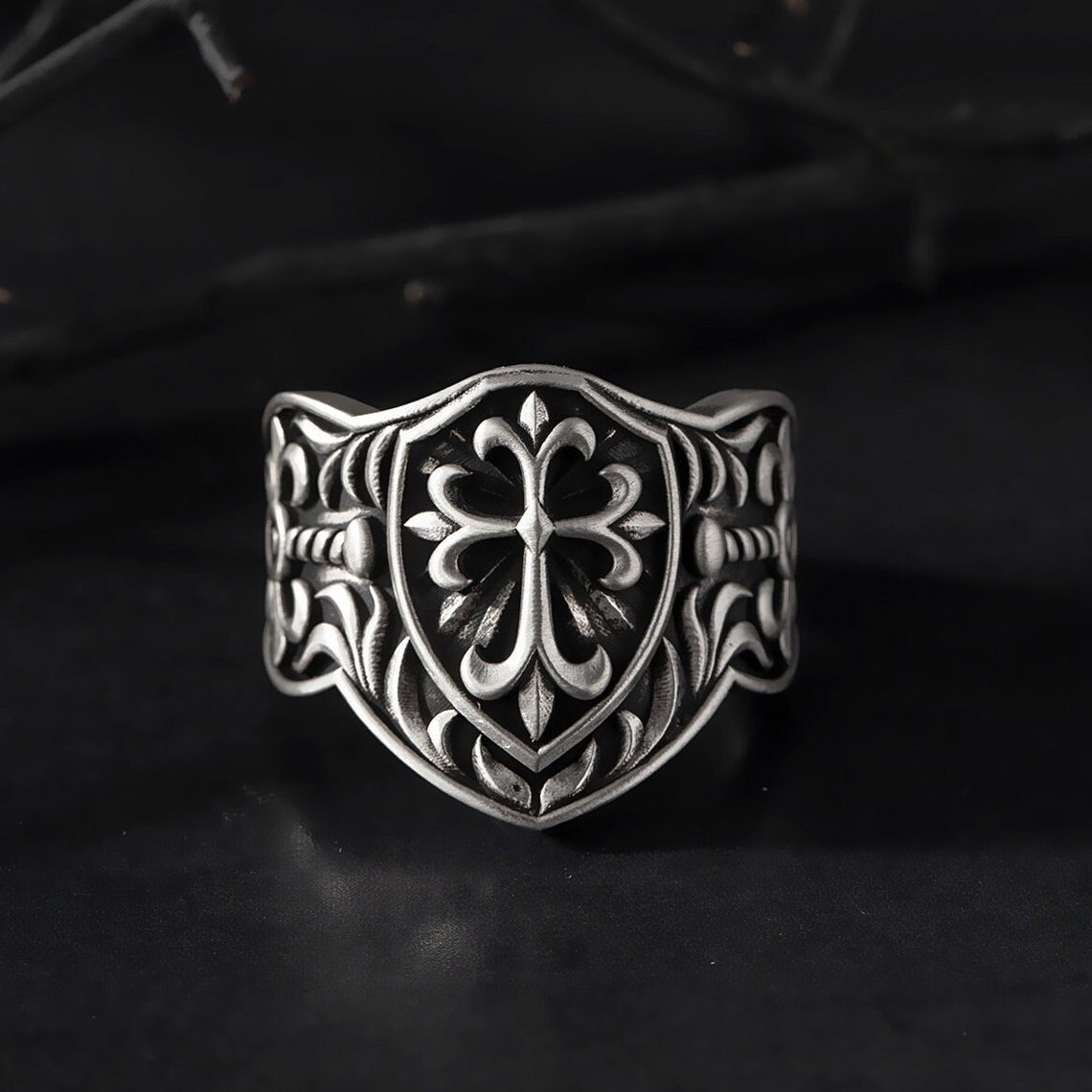 Knights Templar Rings Silver Cross Ring Crucifix Ring | Etsy