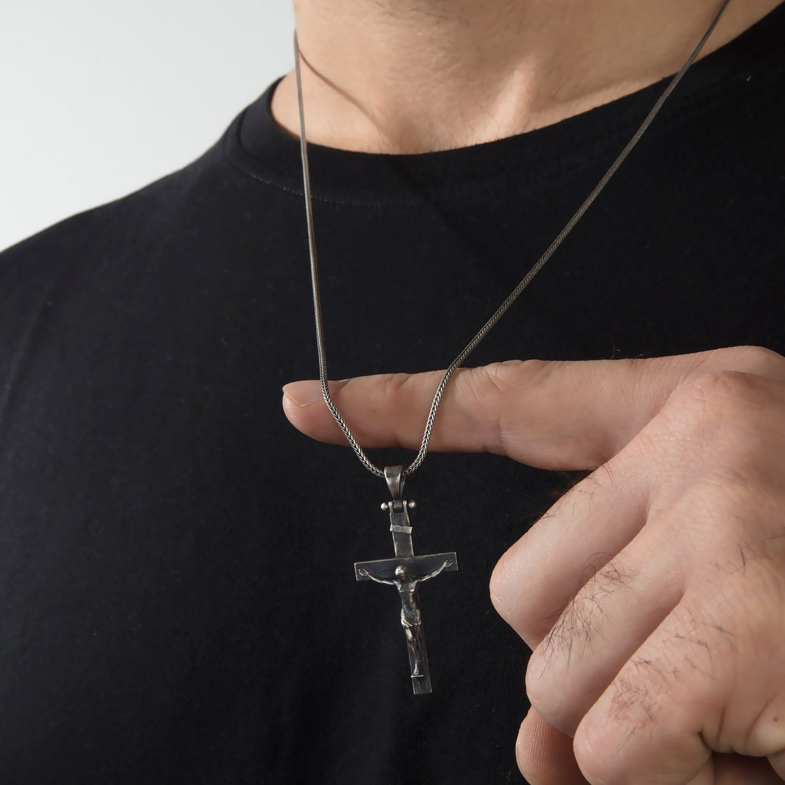 Jesus Cross Necklace Christ Cross Pendants Religious Silver | Etsy