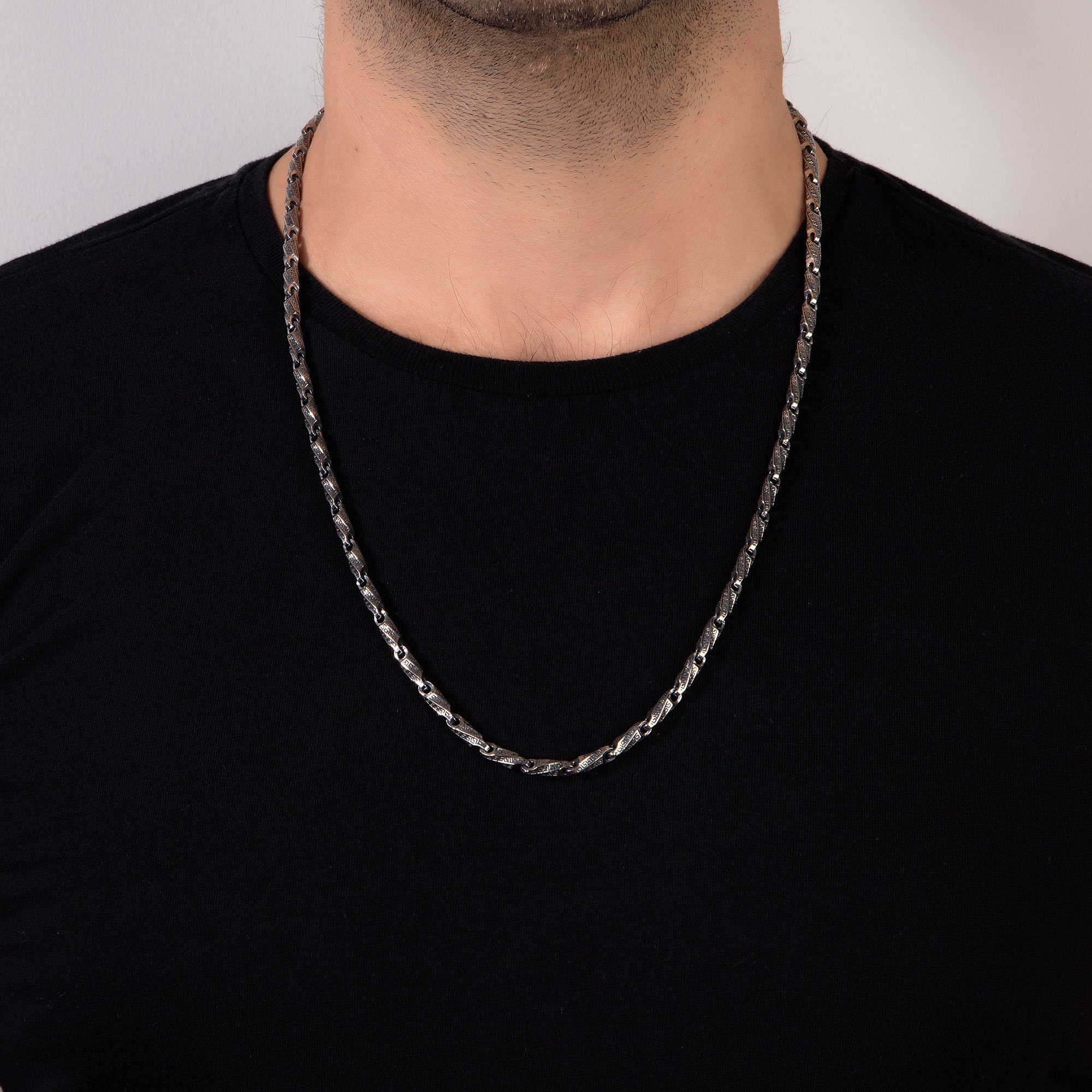 Silver Byzantine Chains Handmade Engraved Chain Necklace - Etsy