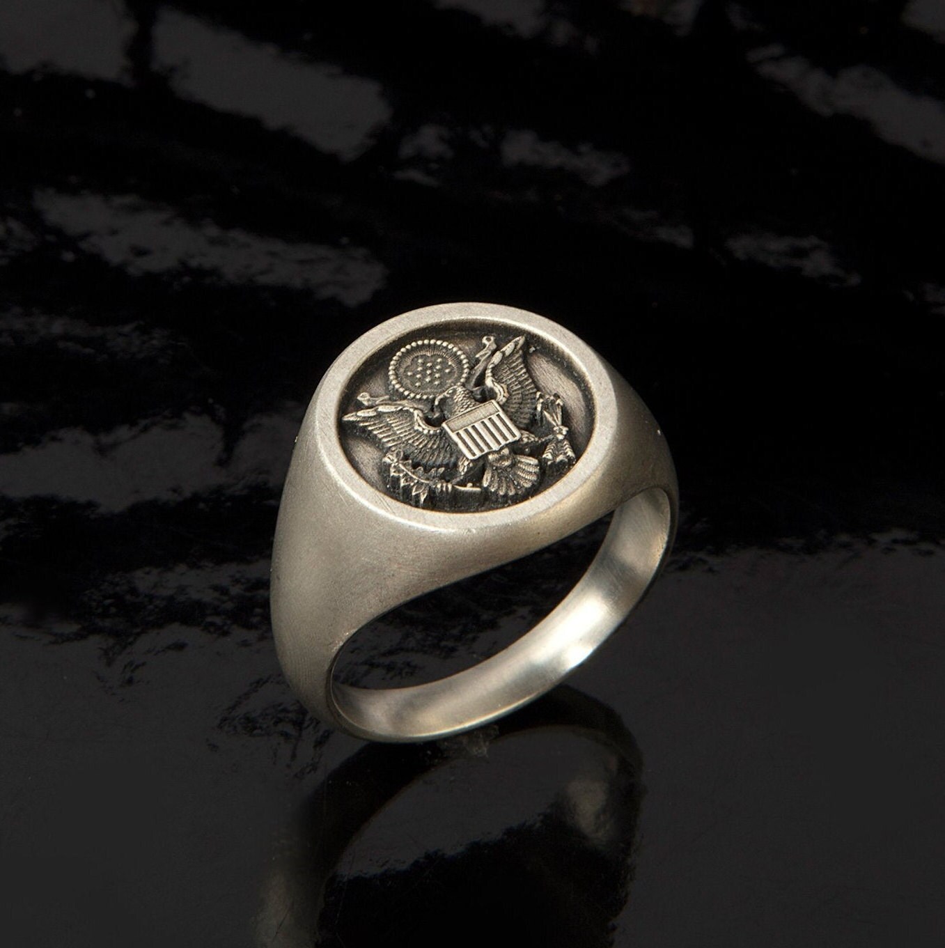American Flag Ring Silver Signet Man Rings Ring for - Etsy