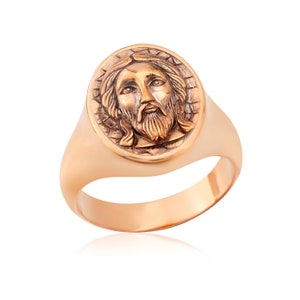14K Solid Gold Christ Jesus Man Ring, 10K Jesus Statement Rings for Men ...
