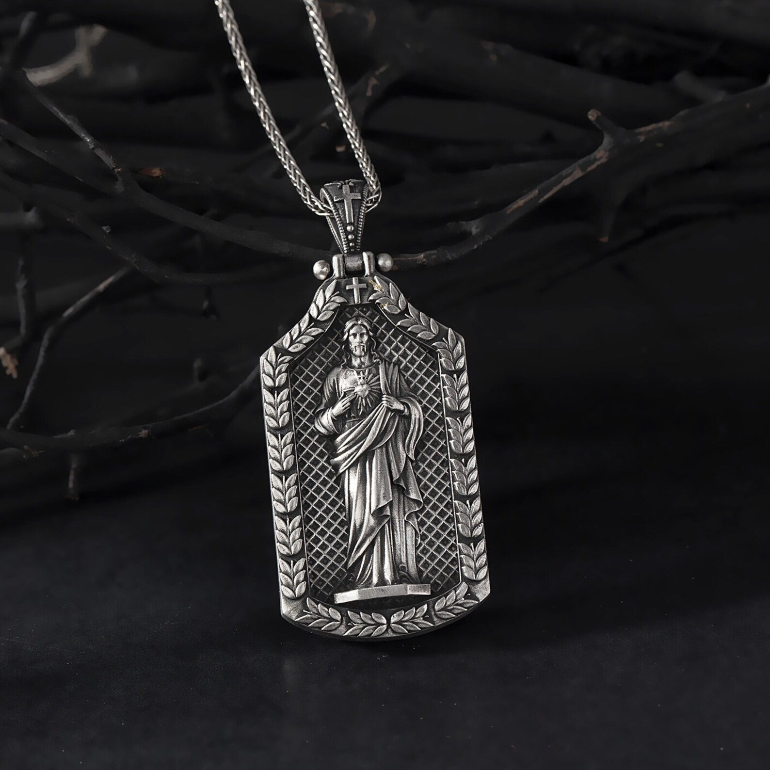 Sterling Silver Jesus Necklace, Savior Religious Pendant - Etsy