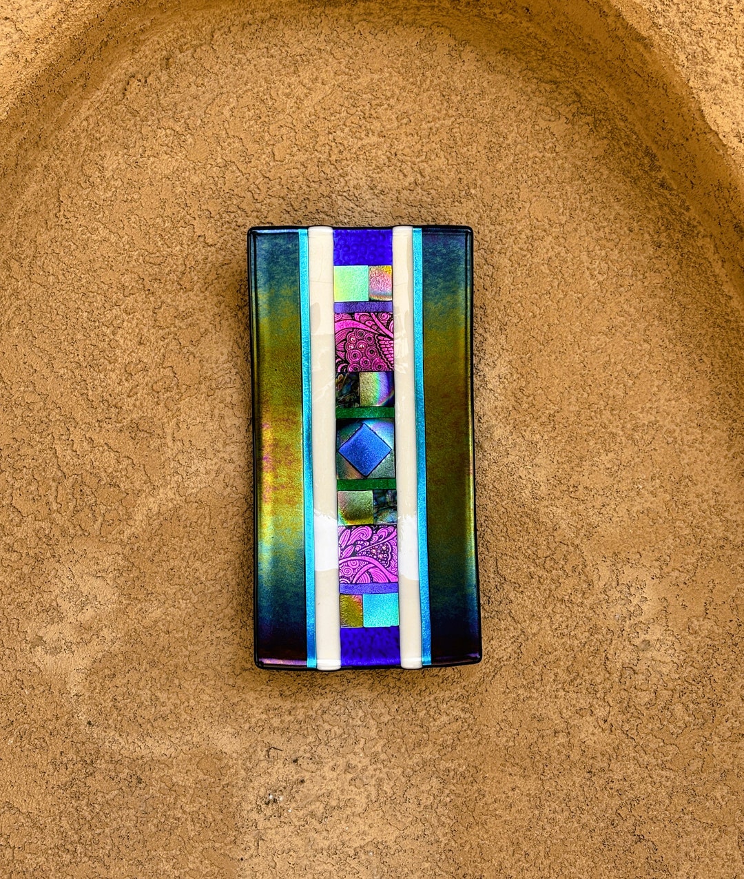 Dichroic Fused Small Glass Tray in Deep Jewel and Pastel Tones Using ...