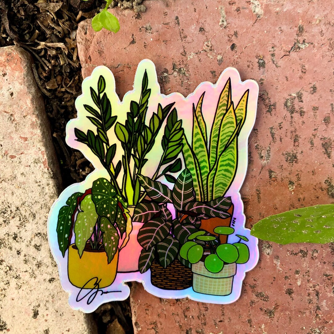 Houseplants Holographic Sticker Cute Sticker Plants Sticker Vinyl ...