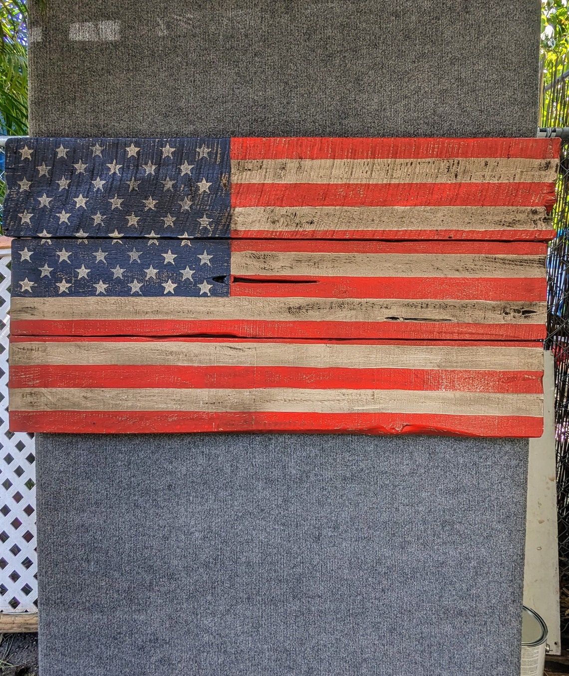 Custom Antique American Flag Made From Very Old Rough Cut Barn Wood ...