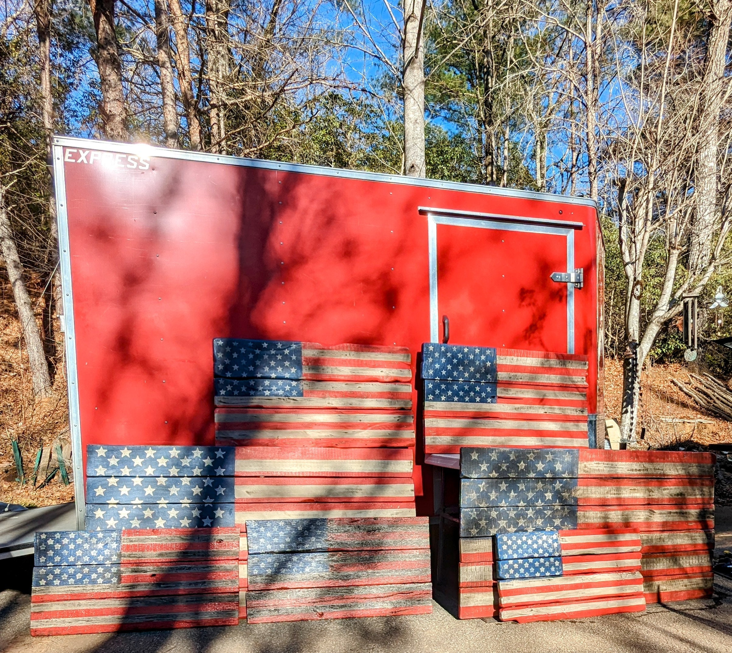 Custom Antique American Flag Made From Very Old Rough Cut Barn Wood ...