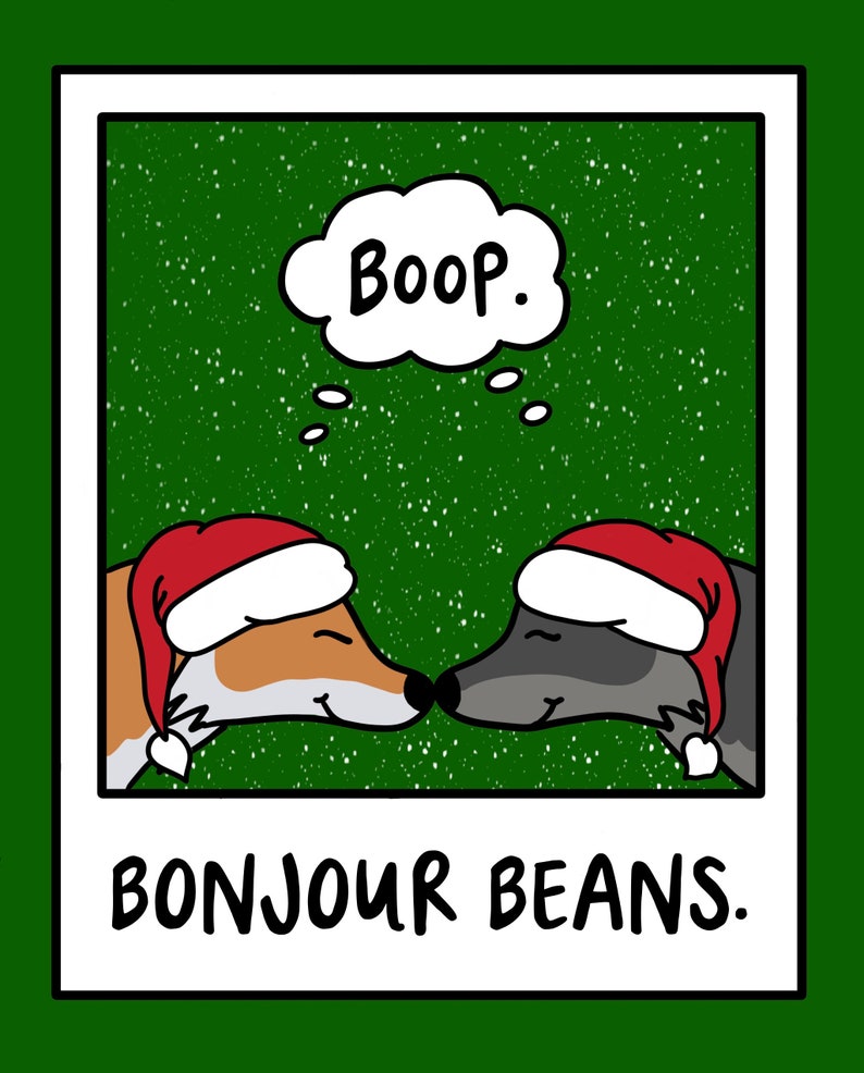 Christmas Fox & Wolf Boop Retro-style Print Card Cute - Etsy