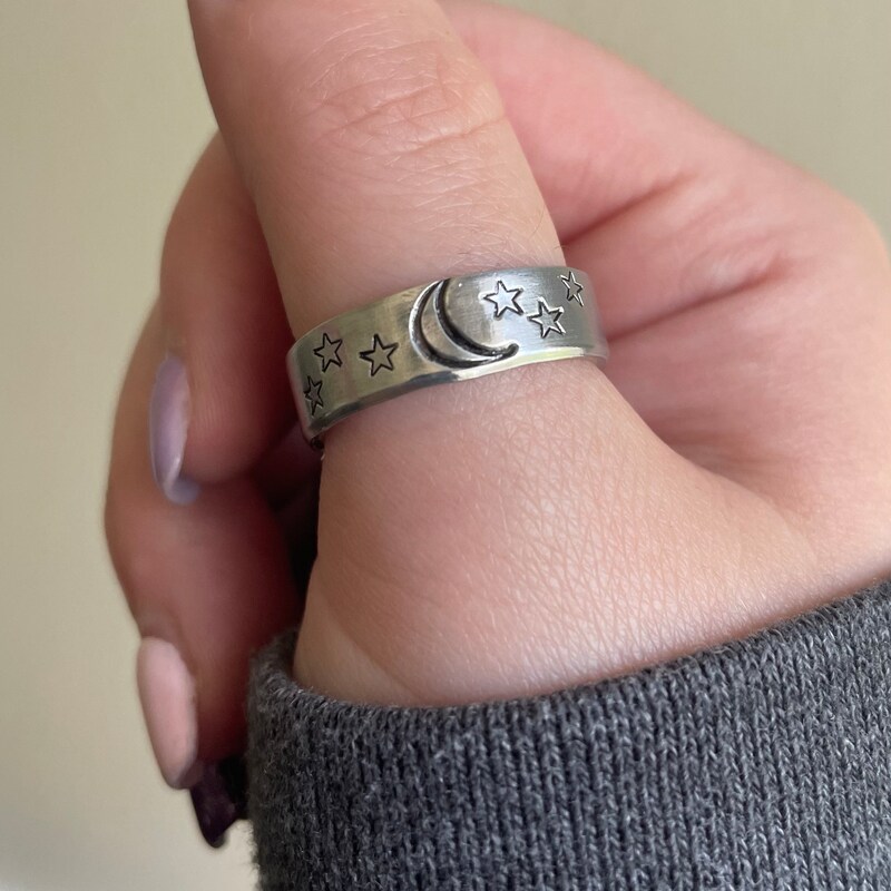 Moon and Stars Ring - Etsy