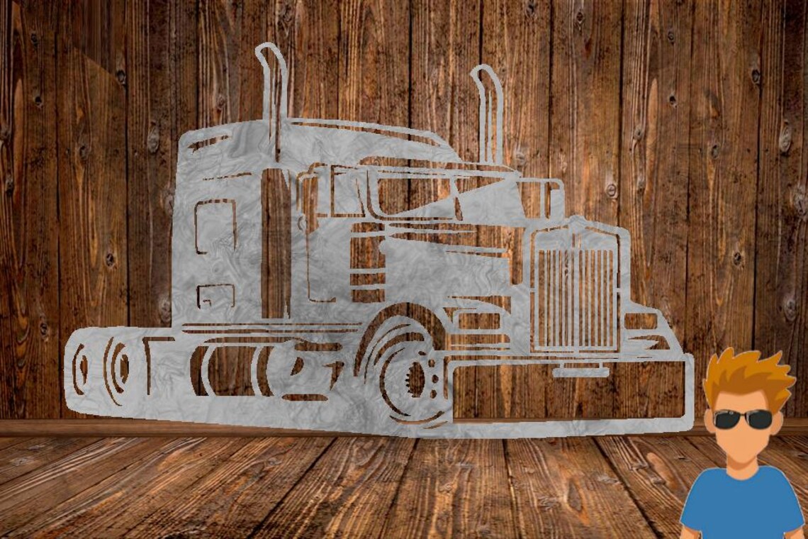 Kenworth Big Rig Truck Cab Silhouette, Cut Ready SVG DXF Vector ...