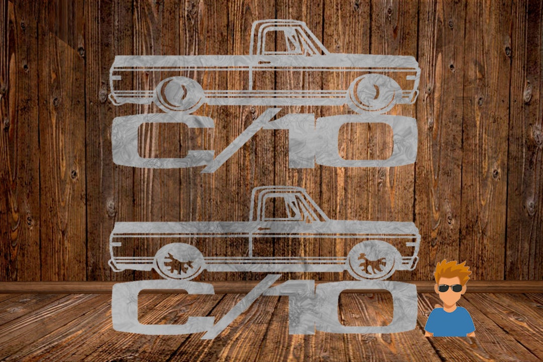 CUT READY, C10 Custom Chevy Truck Silhouette With Emblem,svg,dxf,vector ...