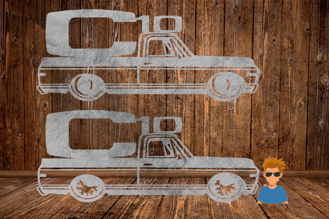 CUT READY, C10 Custom Chevy Truck Silhouette With Top Emblem,svg,dxf ...