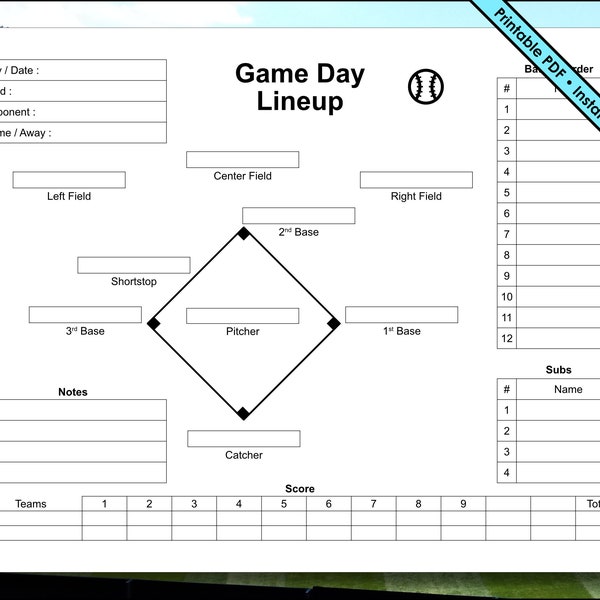 Softball Lineup Printable - Etsy