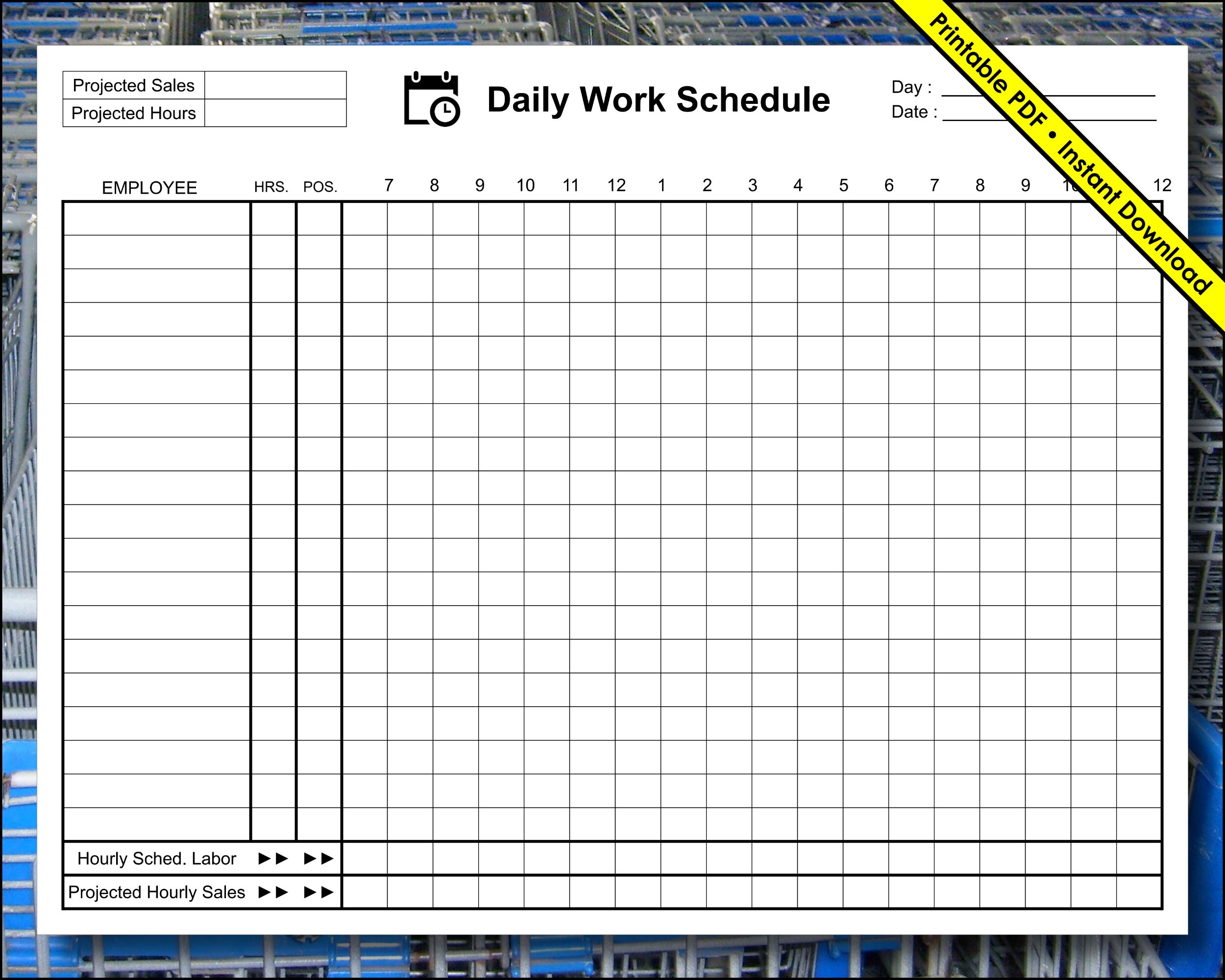 Daily Employee Work Schedule Deluxe Version Printable PDF - Etsy