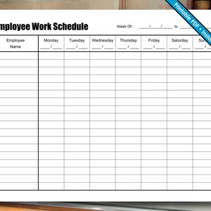 Weekly Employee Work Schedule Printable PDF Instant - Etsy