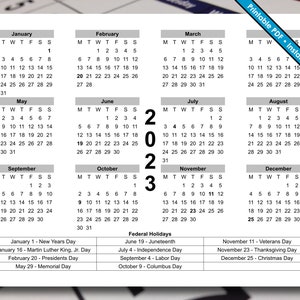 2023 Calendar | Printable PDF | Instant Digital Download - Etsy