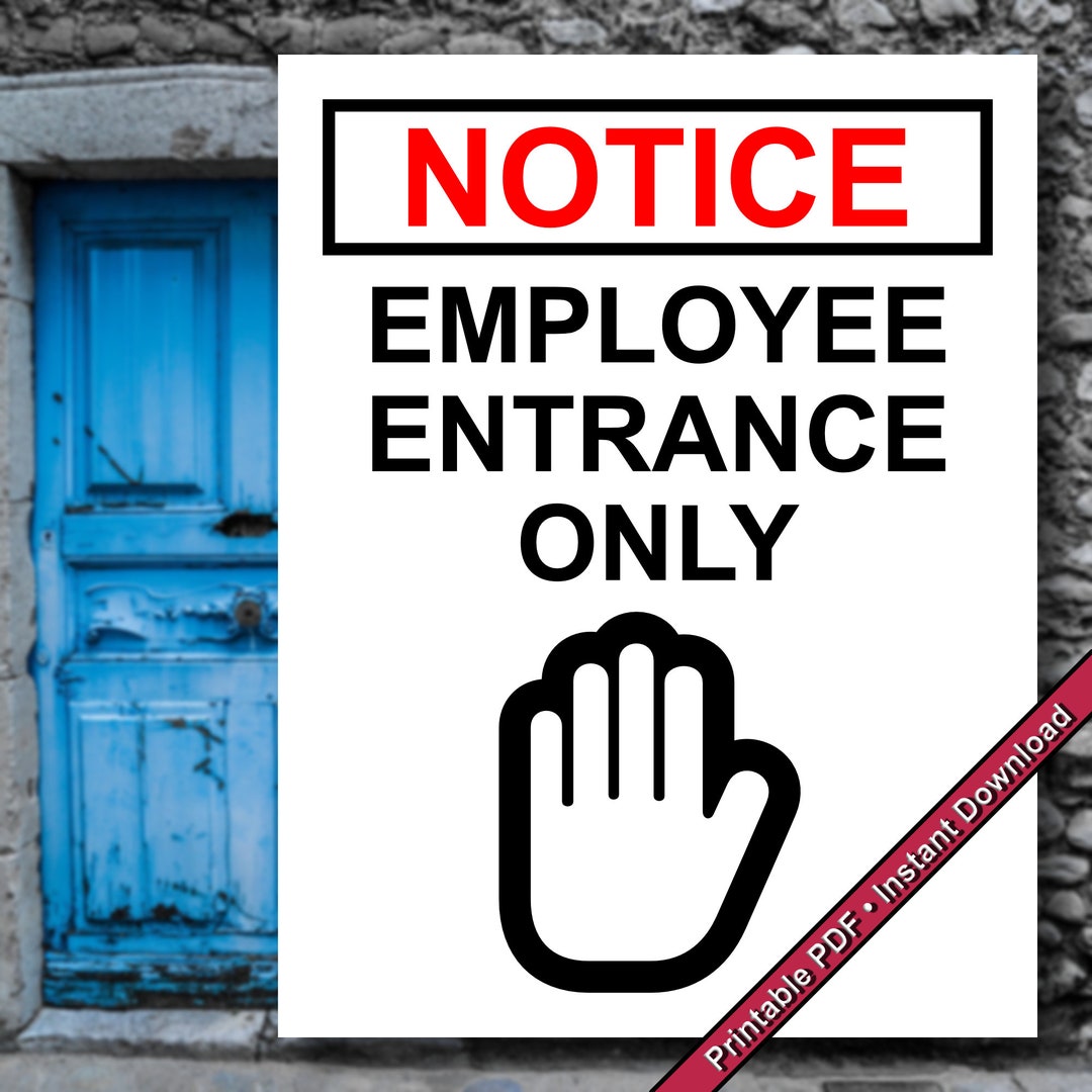 Employee Entrance Only Sign | Printable PDF | Instant Digital Download ...