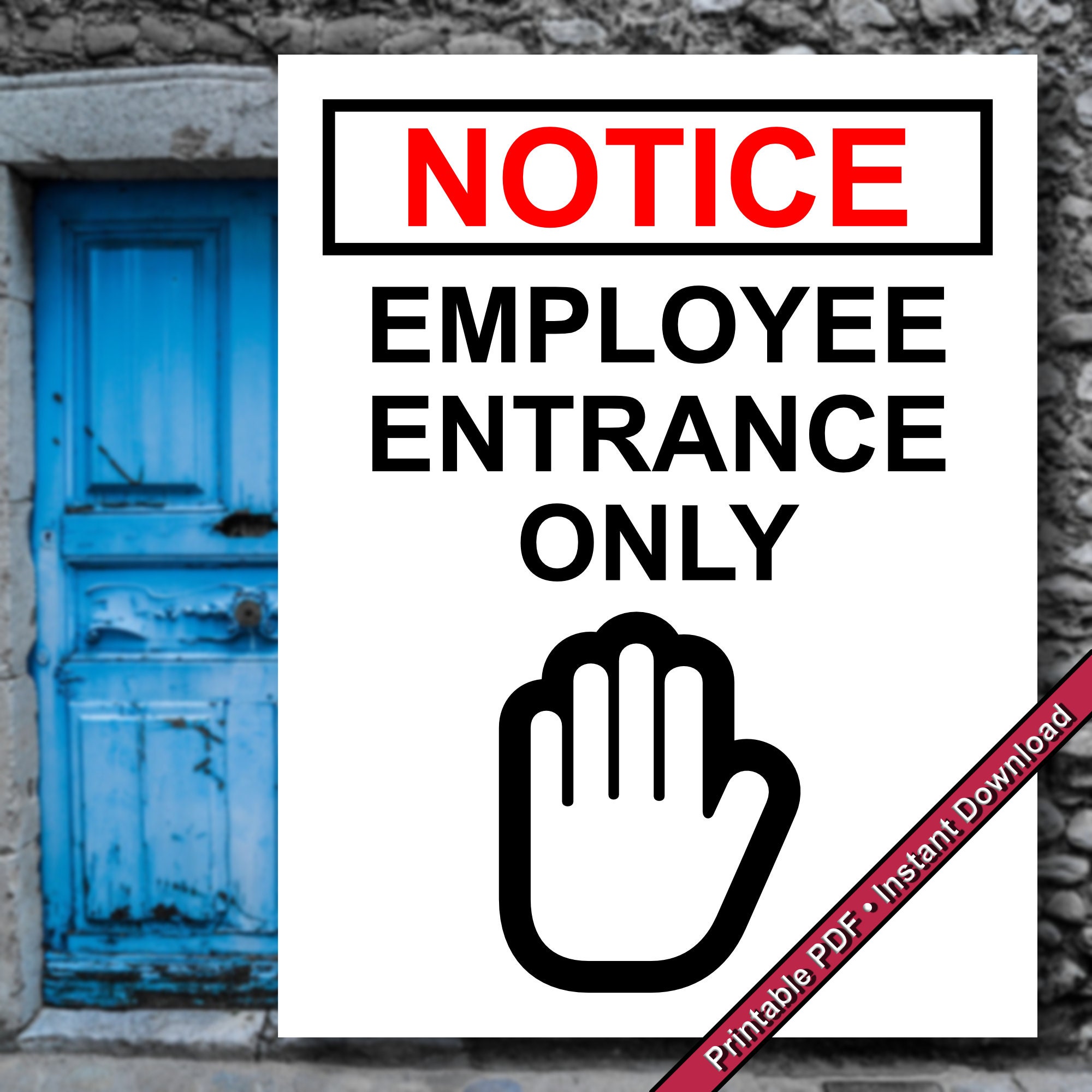 Employee Entrance Only Sign | Printable PDF | Instant Digital Download ...