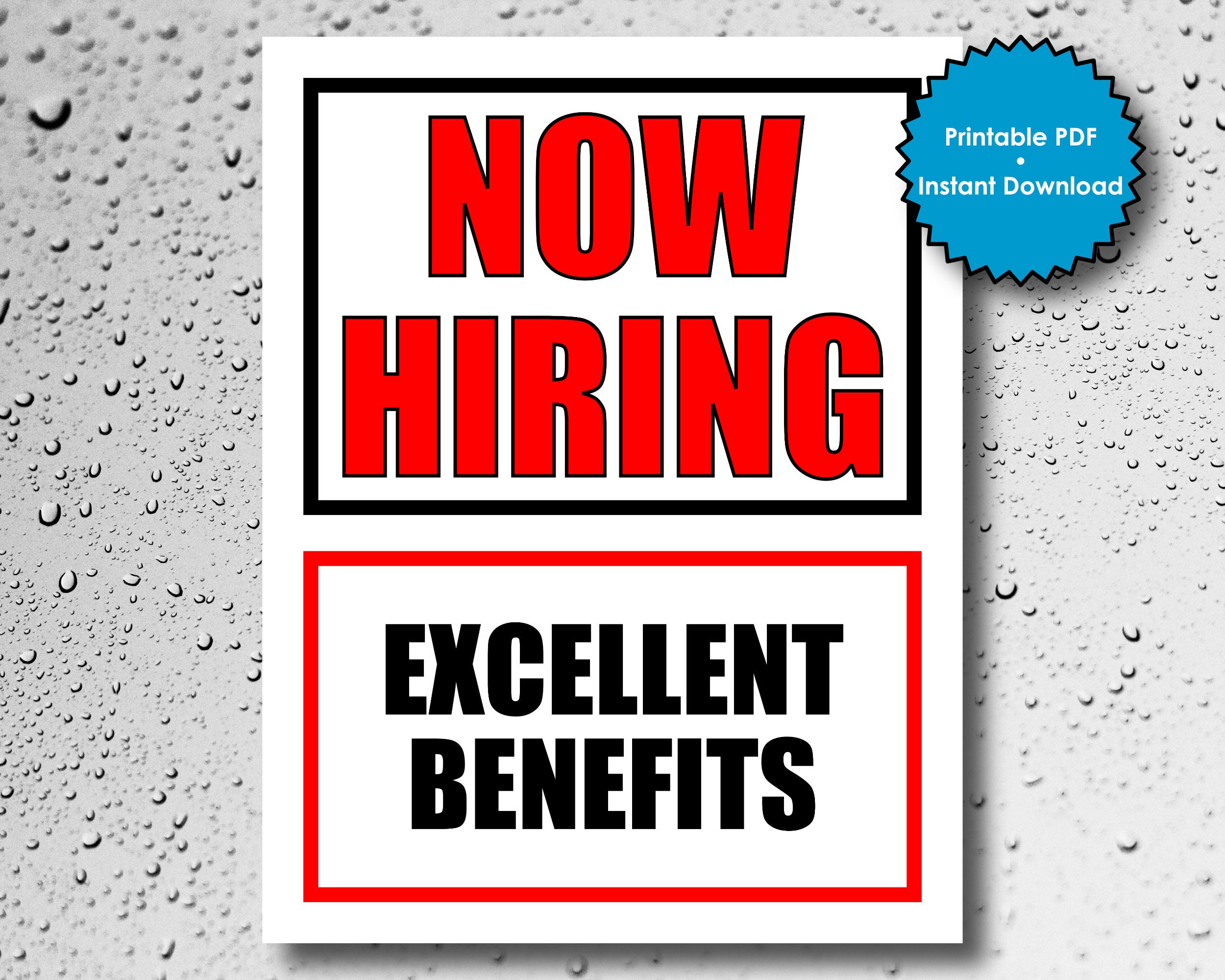 Now Hiring Signs | 5 Pack Bundle | Printable PDF | Instant Digital ...