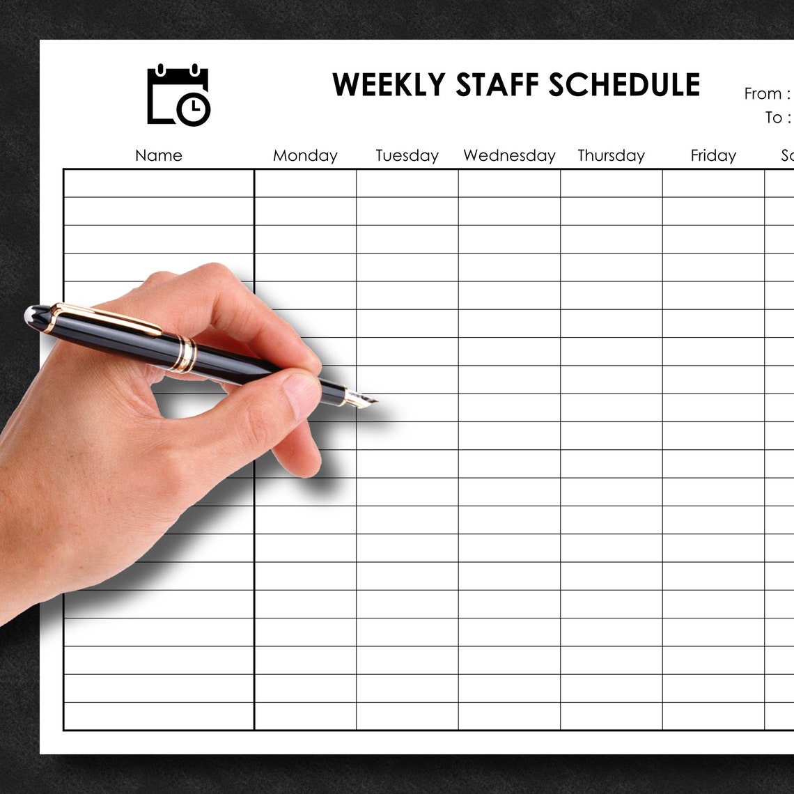 Weekly Staff Schedule | Weekly Employee Schedule | Printable PDF ...