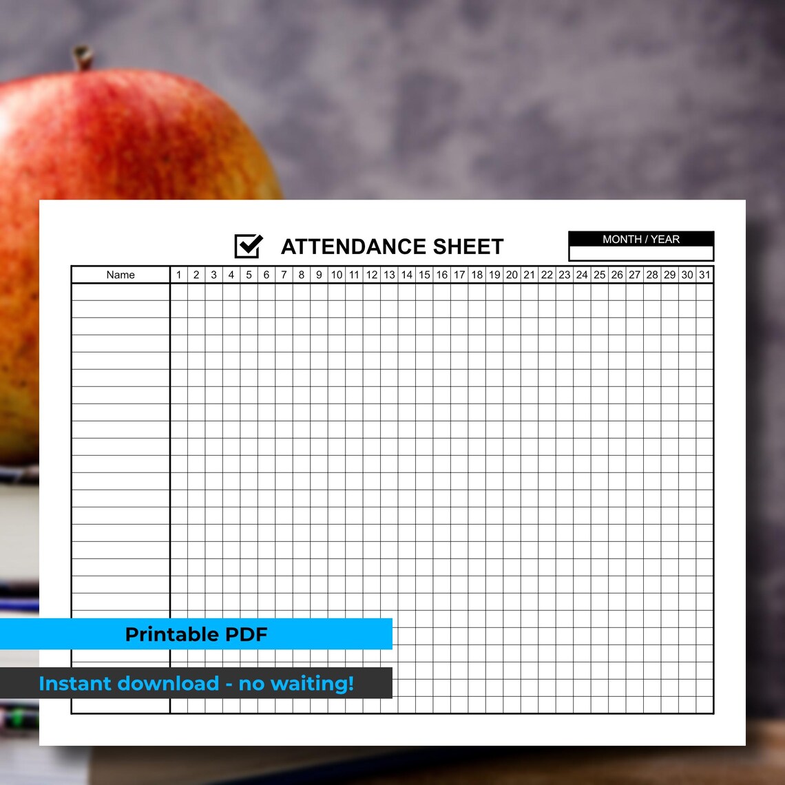 Attendance Sheet | Printable PDF Form | Instant Digital Download - Etsy ...