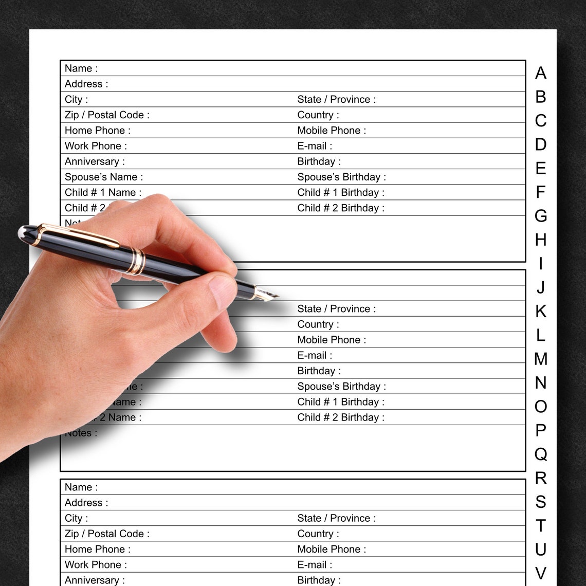Contact List Form Address List Sheet Printable PDF Instant Digital ...