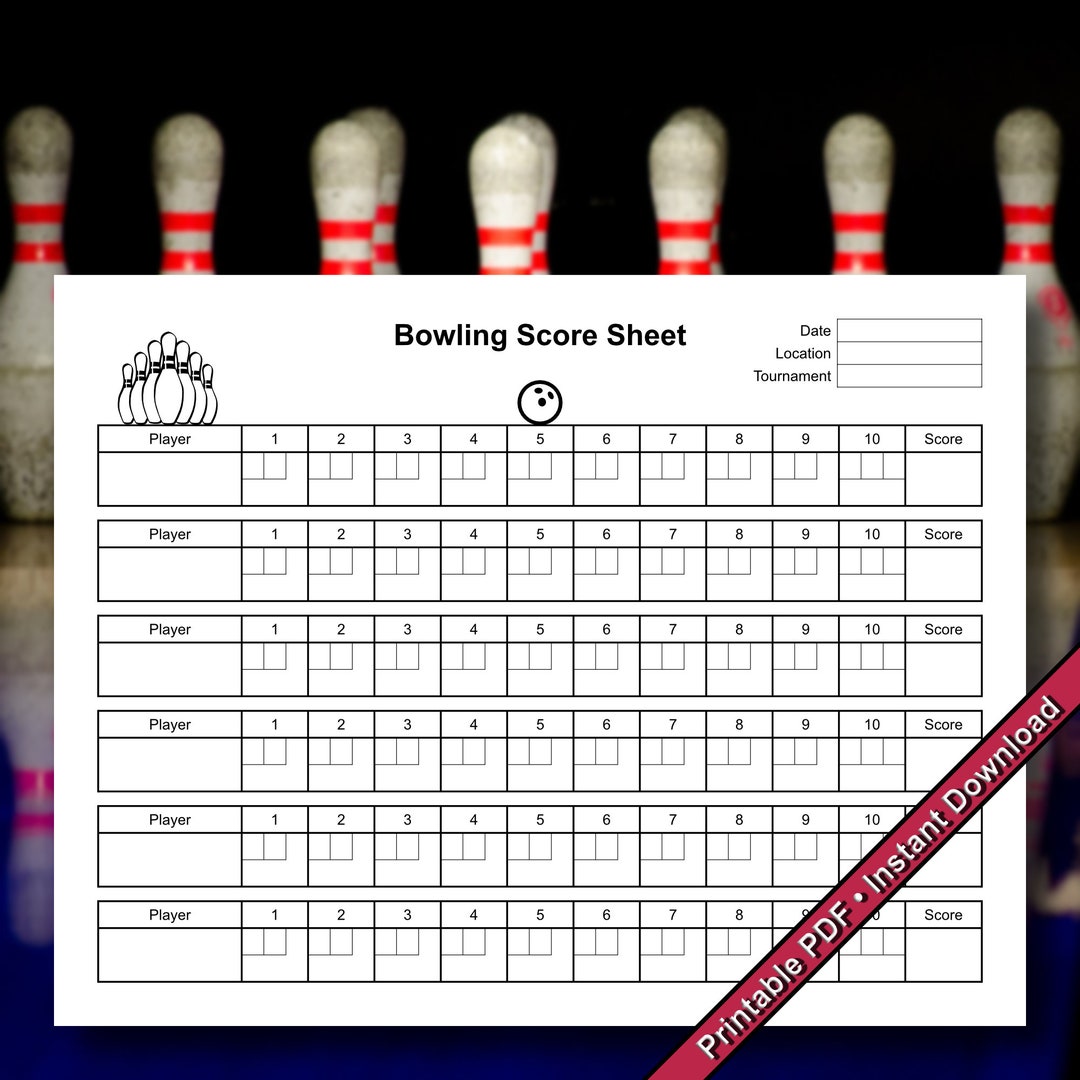 Bowling Score Sheet | Printable PDF Form | Instant Digital Download - Etsy