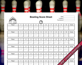 Bowling Scorecard Digital Download Printable Keep Score Easily Perfect ...