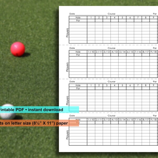 Golf Score Sheet Printable - Etsy