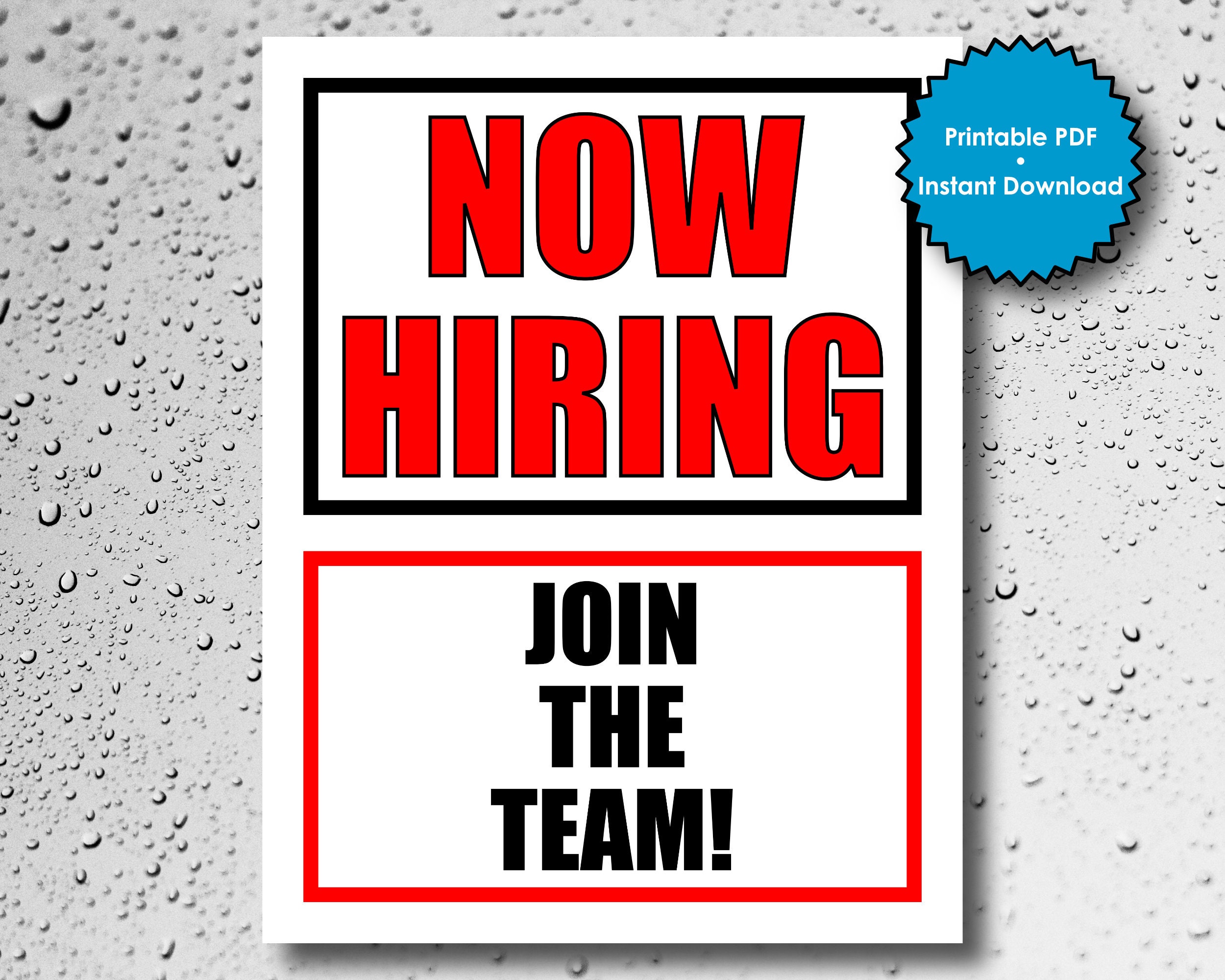 Now Hiring Signs | 5 Pack Bundle | Printable PDF | Instant Digital ...