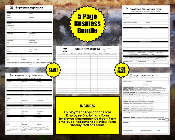 Business Forms Bundle 5 Pages Printable PDF Files - Etsy
