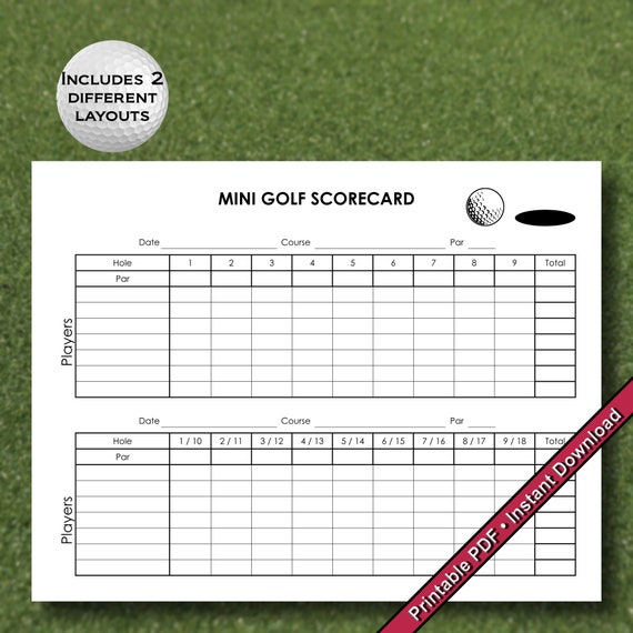 Mini Golf Scorecard