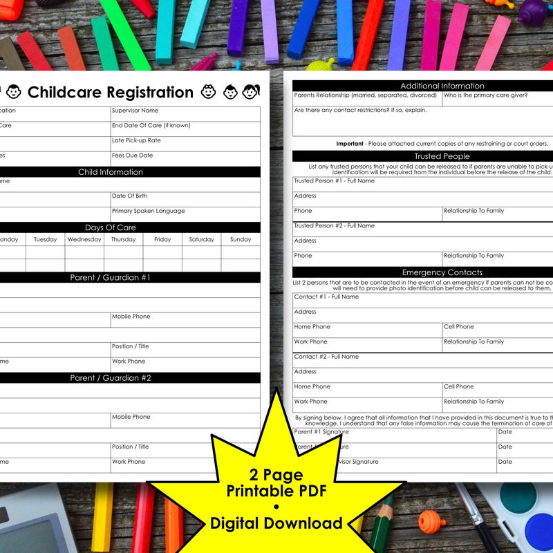 Daycare Forms - Etsy