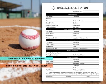 Baseball Registration - Etsy