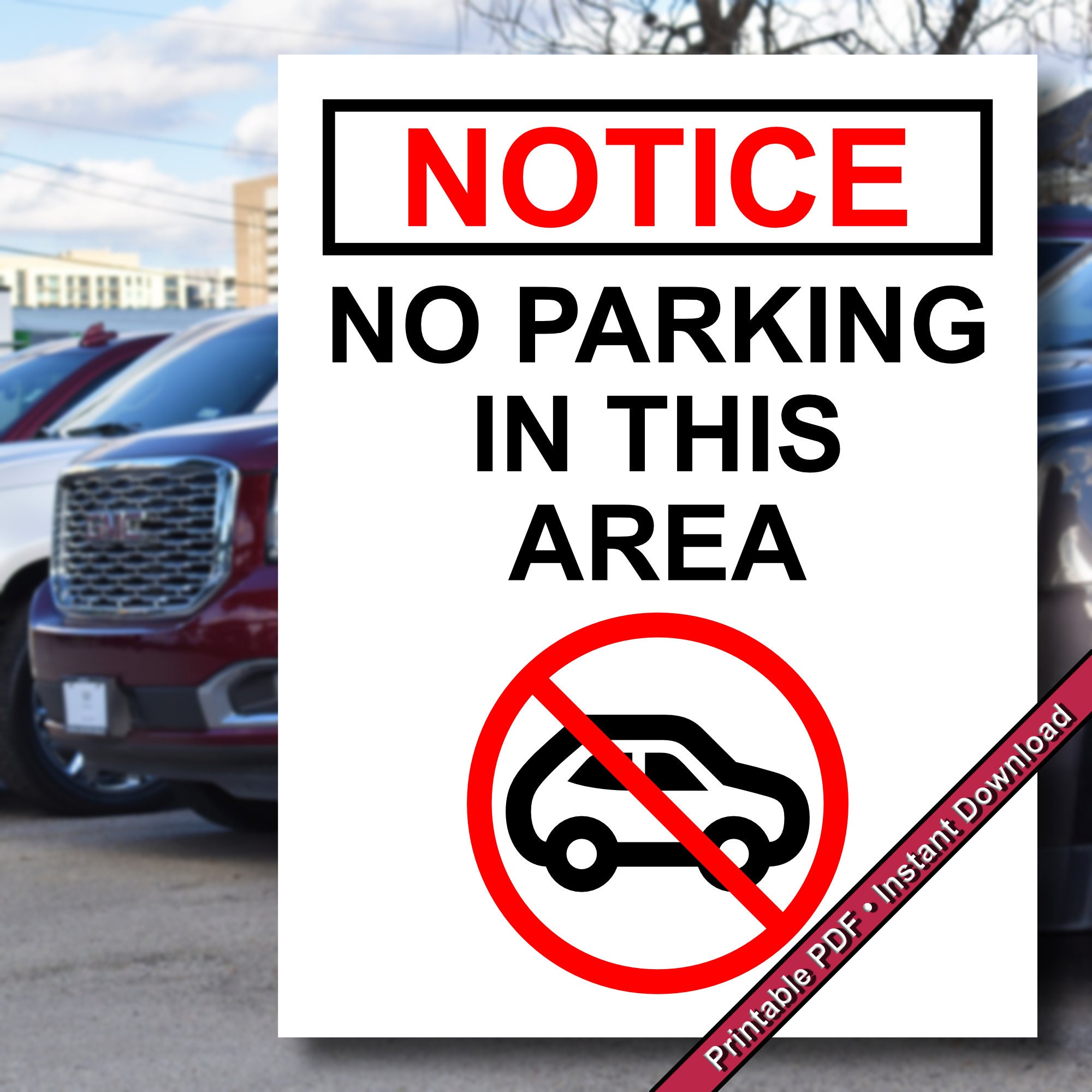 No Parking in This Area Sign | Printable PDF | Instant Digital Download ...