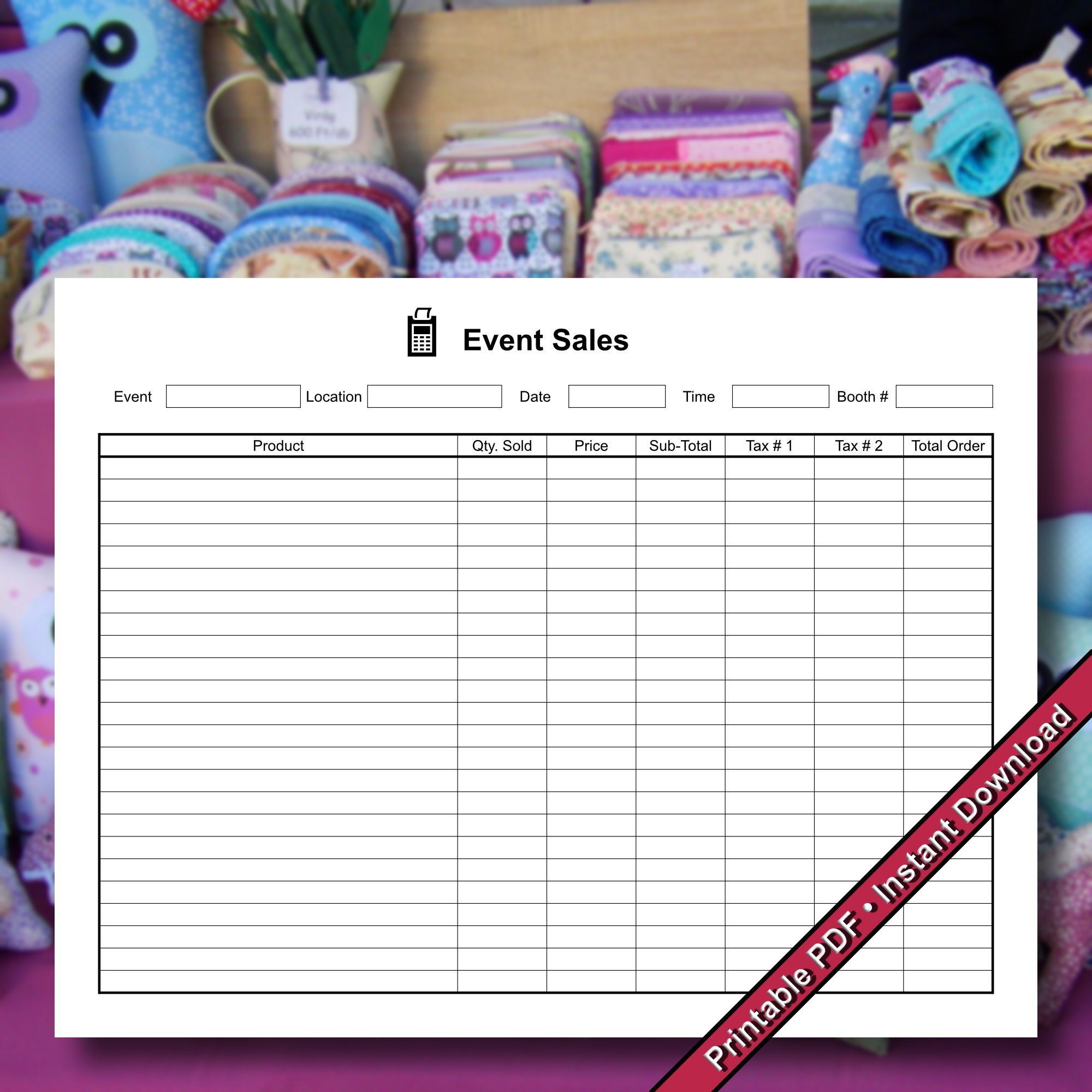 Craft Fair Sales Sheet | Event Sales Sheet | Printable PDF | Instant ...