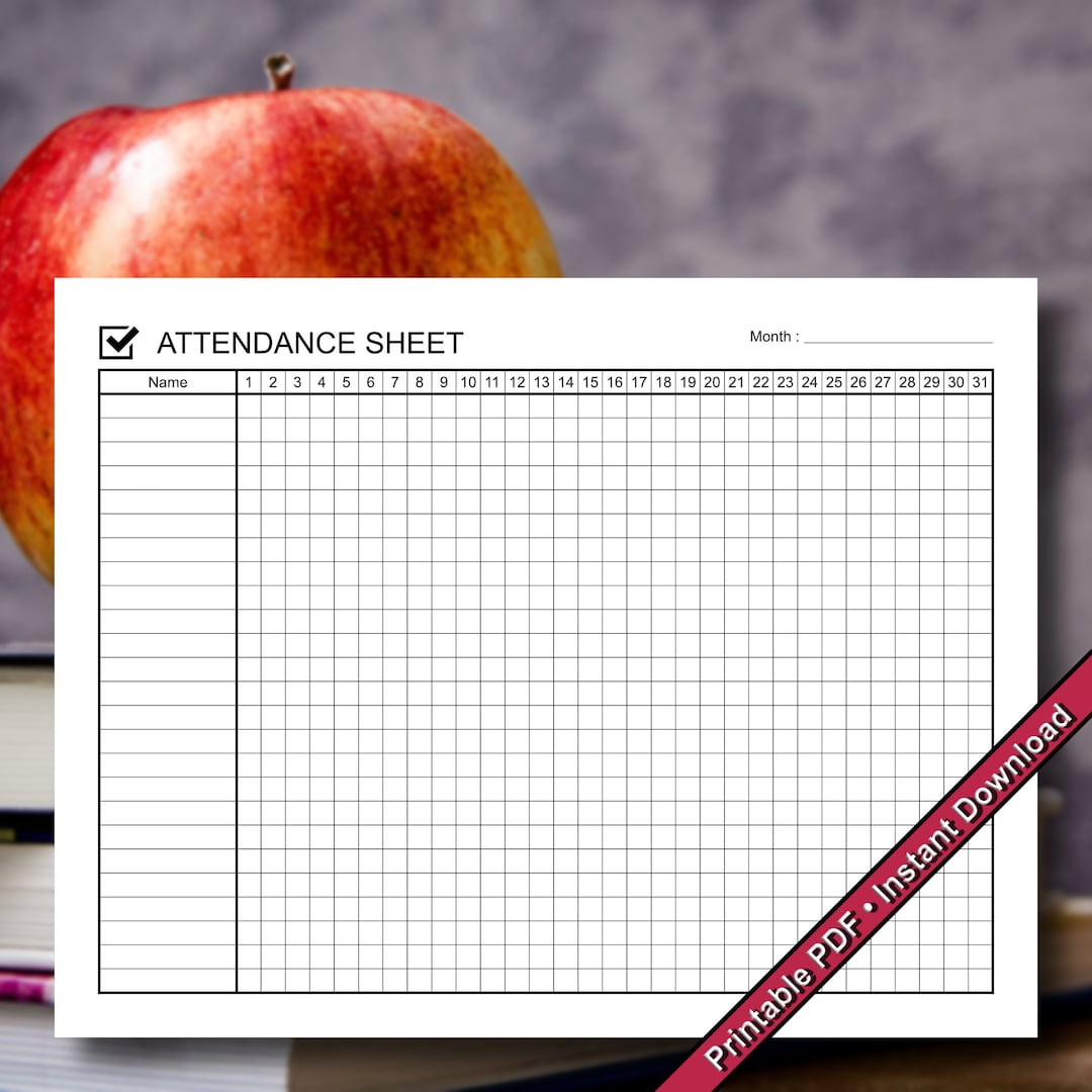 Attendance Sheet | Printable PDF Form | Instant Digital Download - Etsy