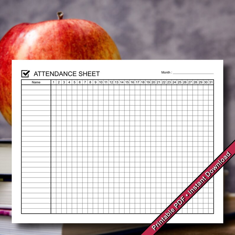 Attendance Sheet | Printable PDF Form | Instant Digital Download - Etsy