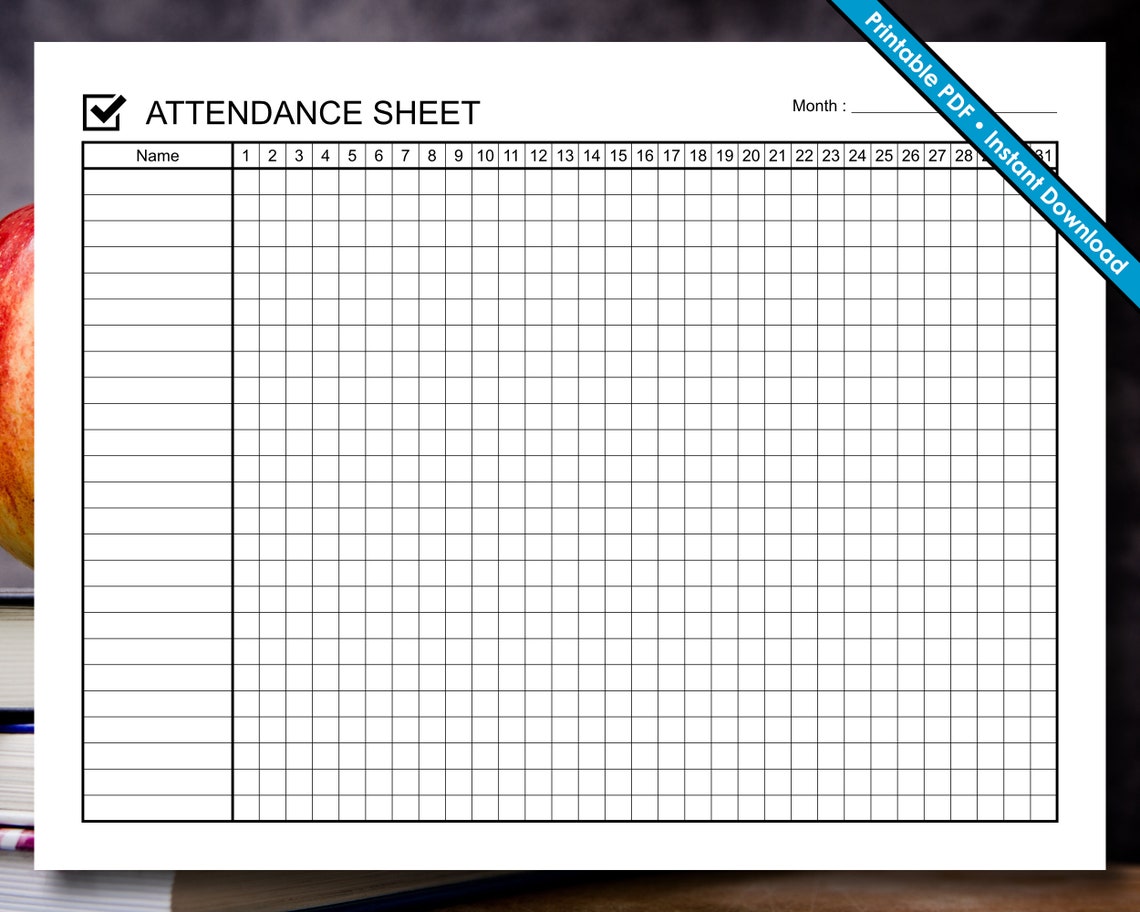 Attendance Sheet Printable PDF Instant Digital Download - Etsy Canada