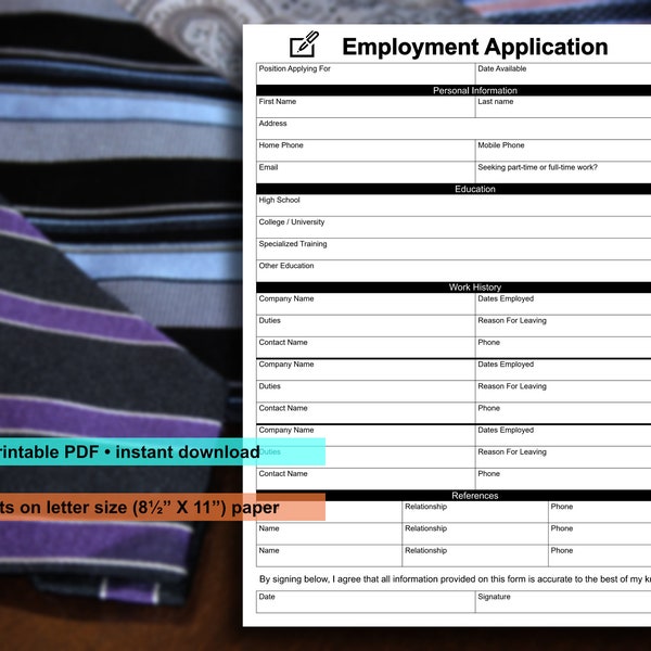 Spanish Employment Application - Etsy