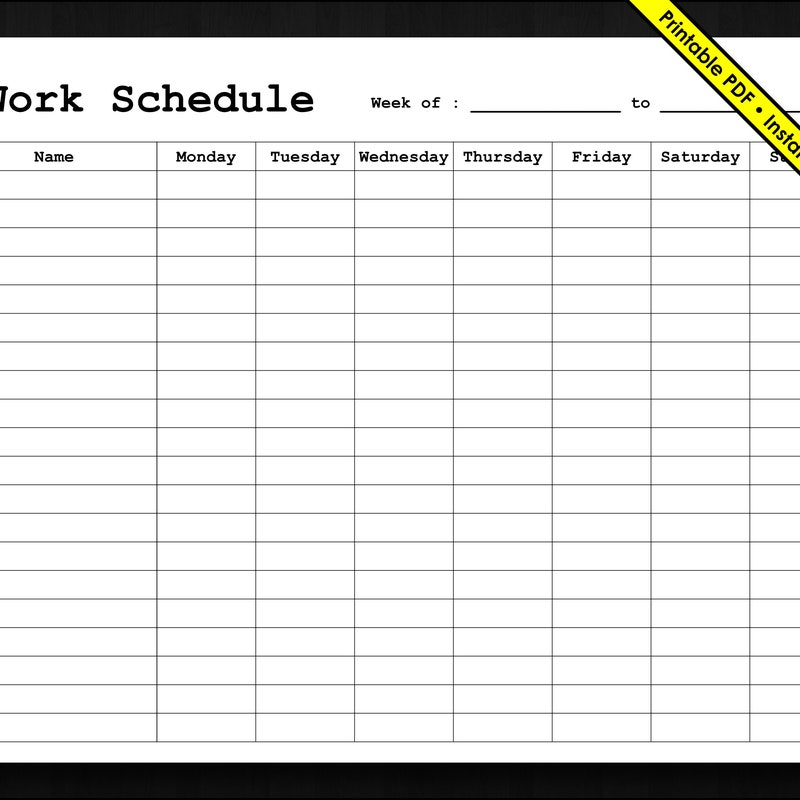 Forms for Work Schedule - Etsy