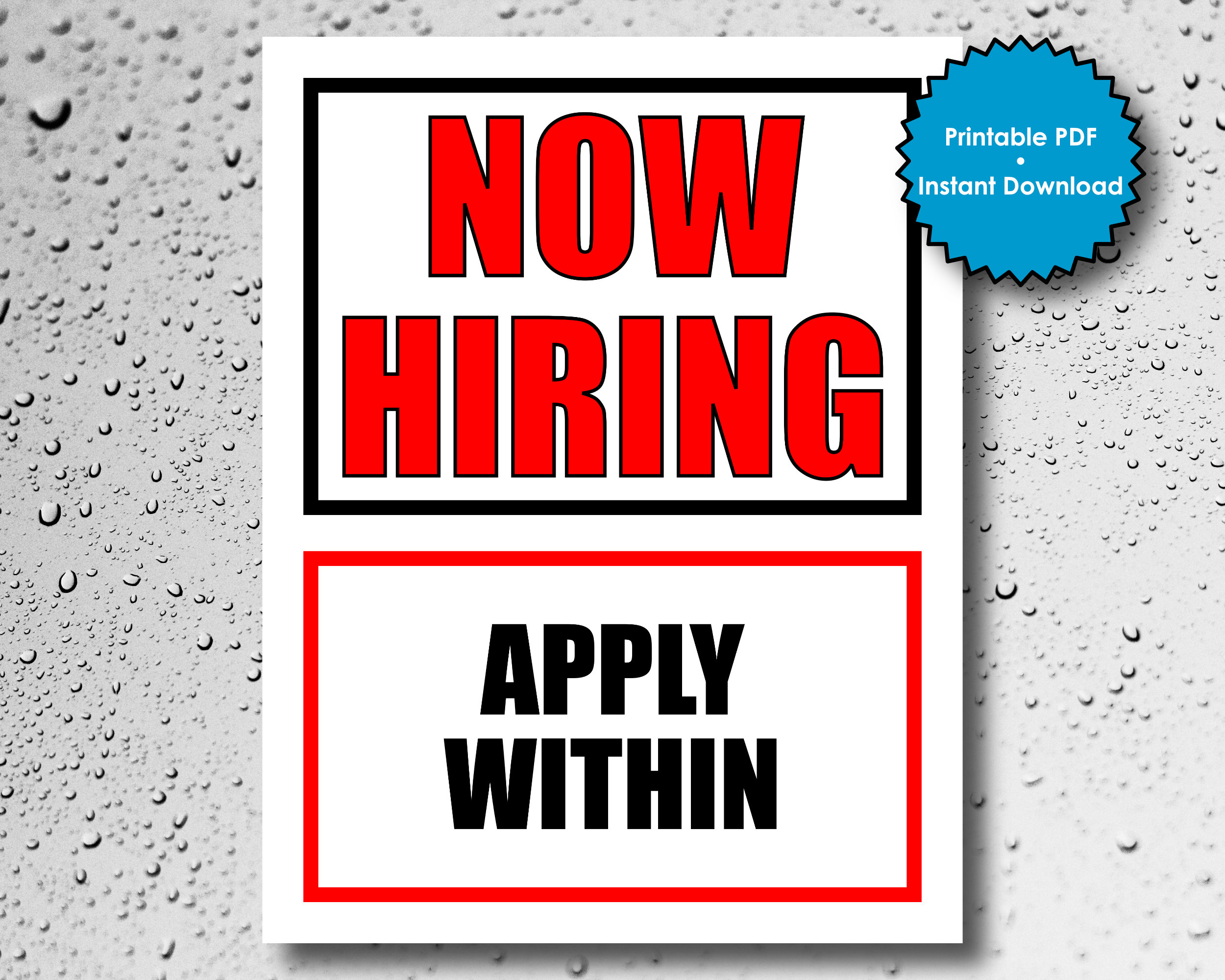 Now Hiring Signs | 5 Pack Bundle | Printable PDF | Instant Digital ...