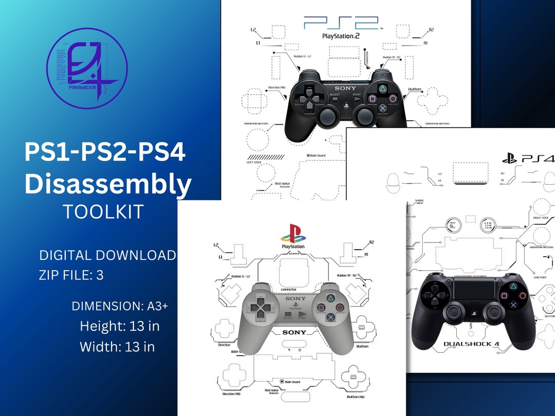 Disassemble PS1 PS2 PS4, Template PDF Download, Teardown - Etsy