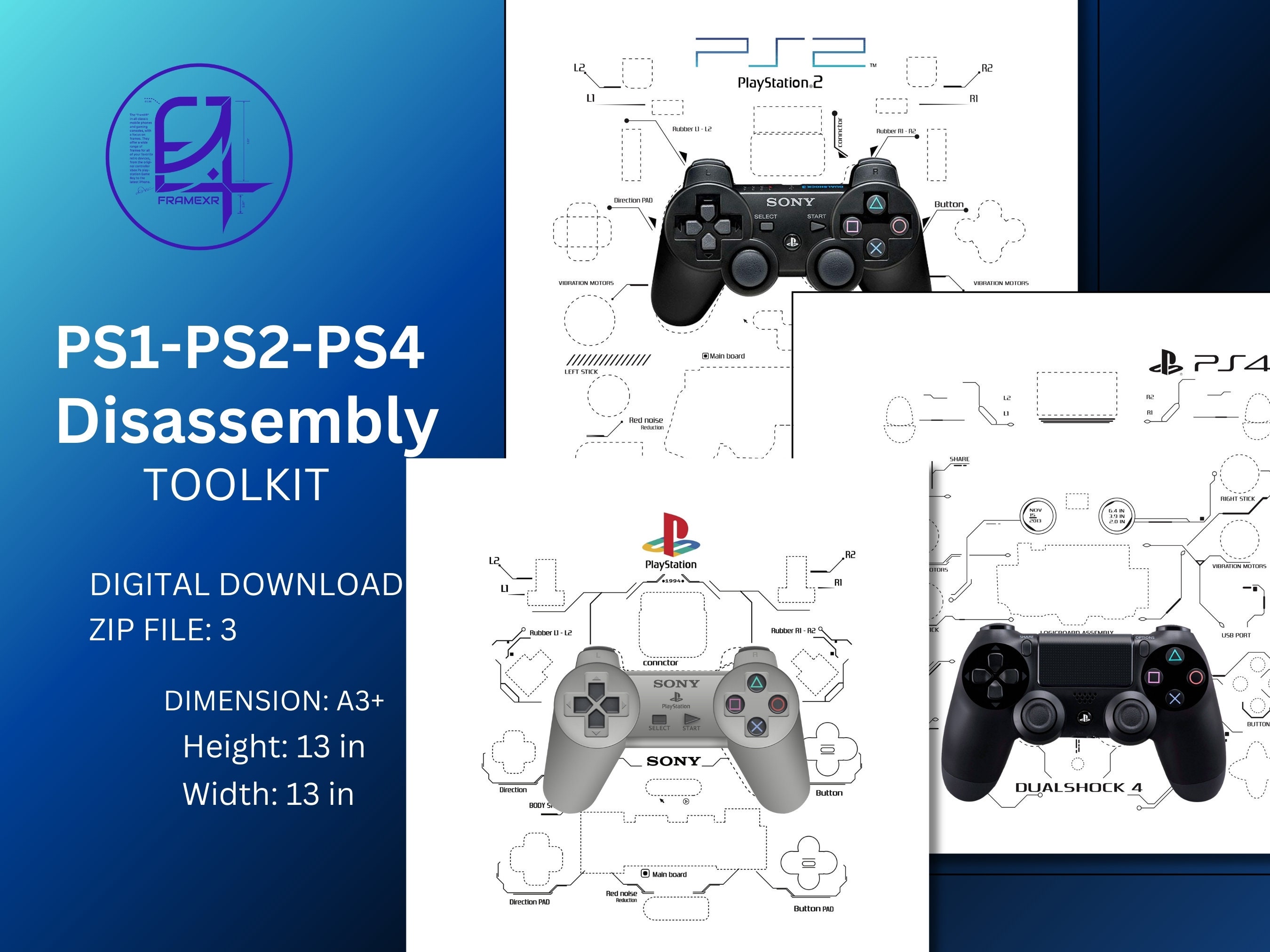 Disassemble PS1 PS2 PS4, Templat PDF Download, Teardown - Etsy